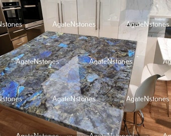 Labradorite Stone Dining Table Countertop Handmade Kitchen Slab for ...