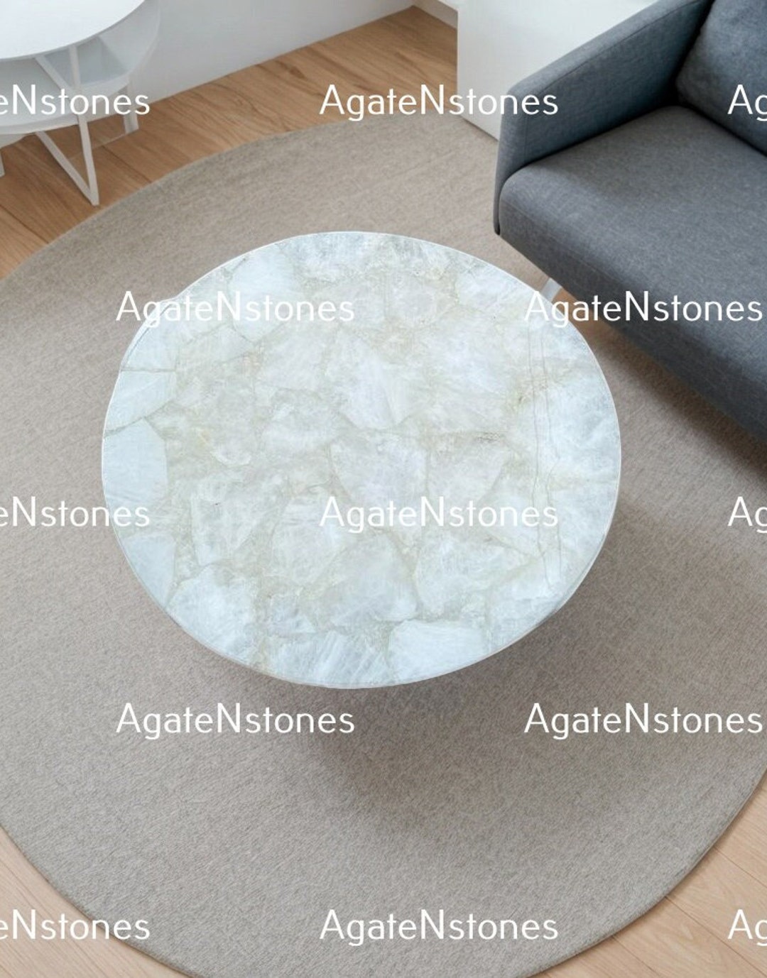White Quartz Round Table, Coffee Table, or Quartz Center Table Top ...