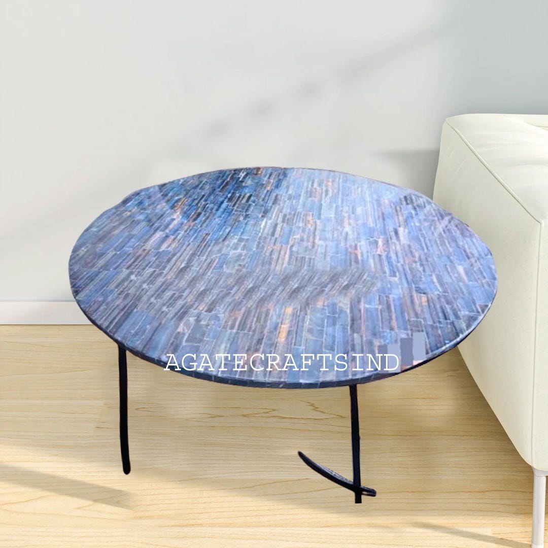 Tiger Eye Round Coffee Table, Tiger Eye Center Table, Marble & Tiger ...