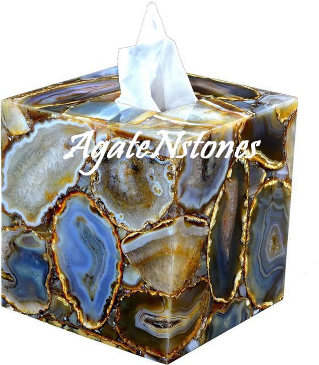 Wild Agate Stone Tissue Box Random Stone Work Bathroom - Etsy