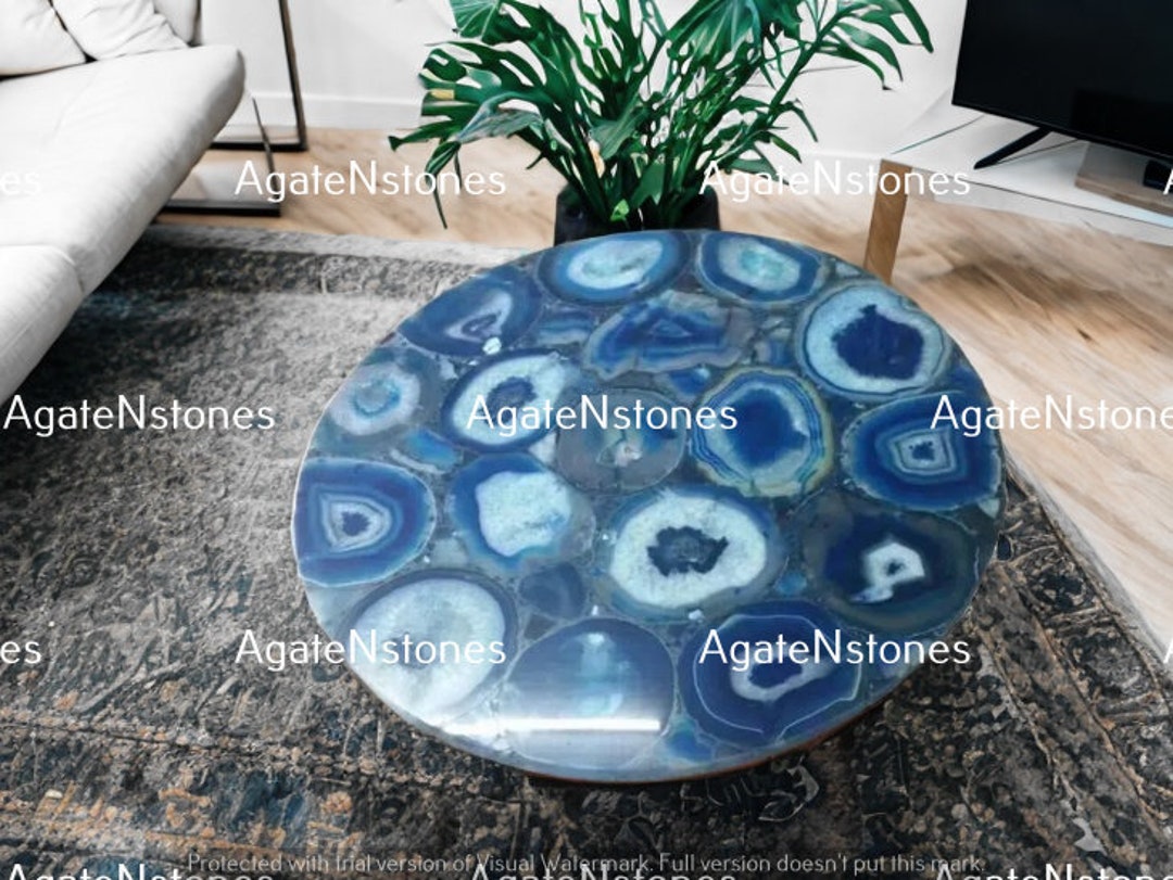 Blue Coffee Table, Round Coffee Table, Dining Room Table, Living Room ...