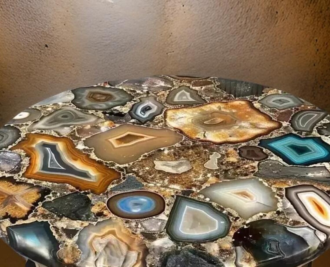 Handcrafted Agate Stone Table Tops – Round Dining Tables, Side Tables ...