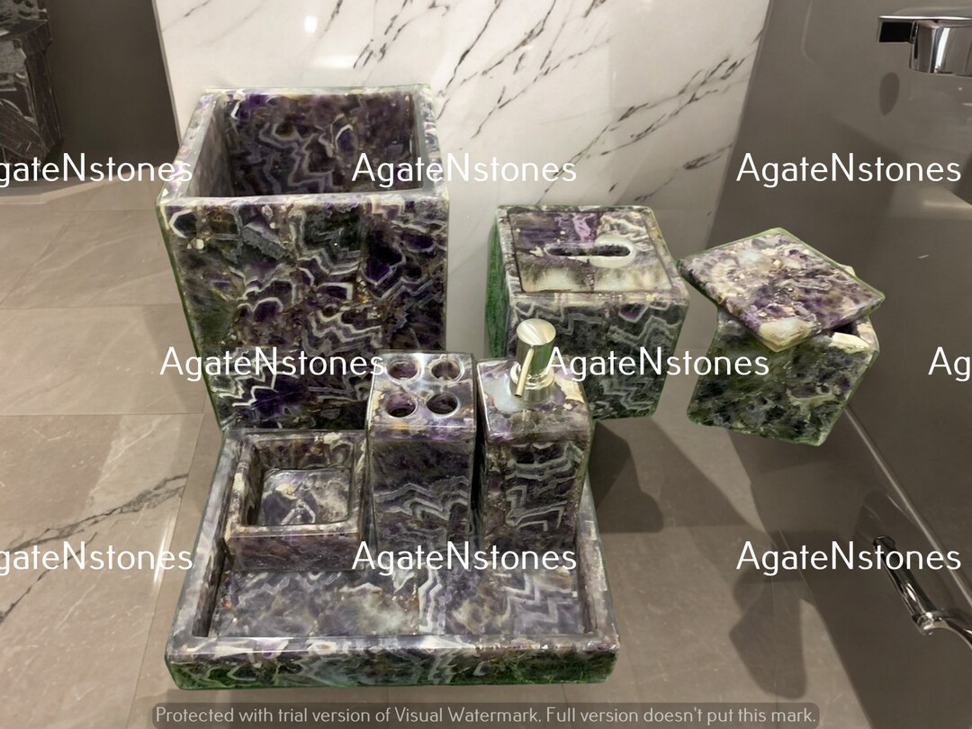 Elegant Amethyst Luxury Bathroom Set – Premium Agate & Amethyst Stone ...
