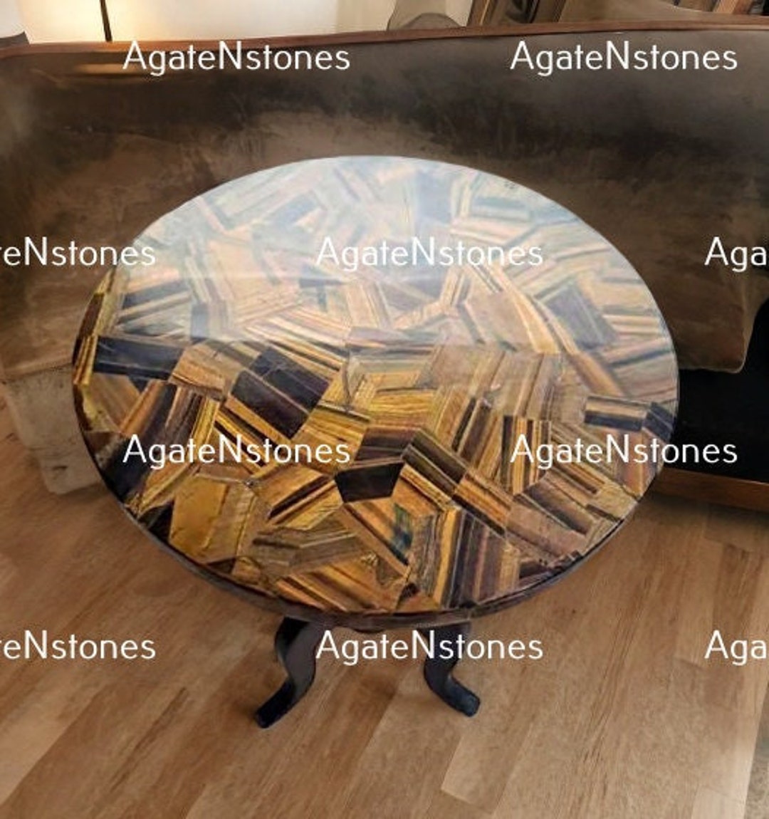 Yellow Tiger Eye Coffee Table, Tiger Eye Table Top, Center & Side Table ...