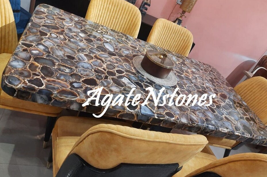 Natural Wild Agate Stone Dining Table Agate Center Table Agate - Etsy