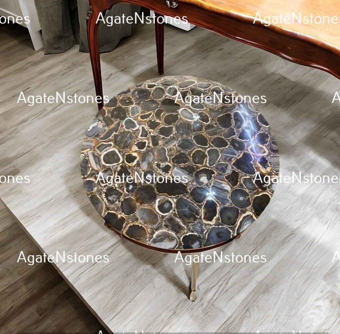 Handmade Wild Agate Round Coffee Table: Luxury Living Room Decor - Etsy