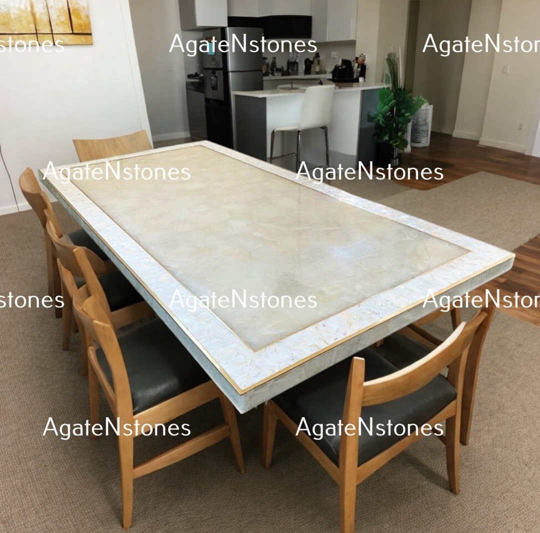 White Quartz Stone Buffet Table, Agate Console Table ,dining Table Home ...
