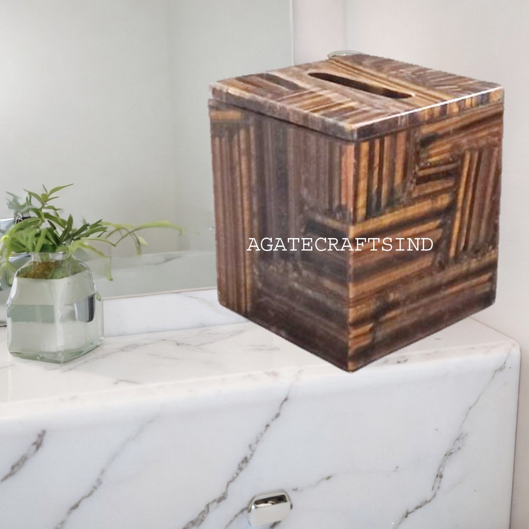 Tiger Eye Tissue Box, Tissue Box, Tissue Box Holder Natural Marble ...