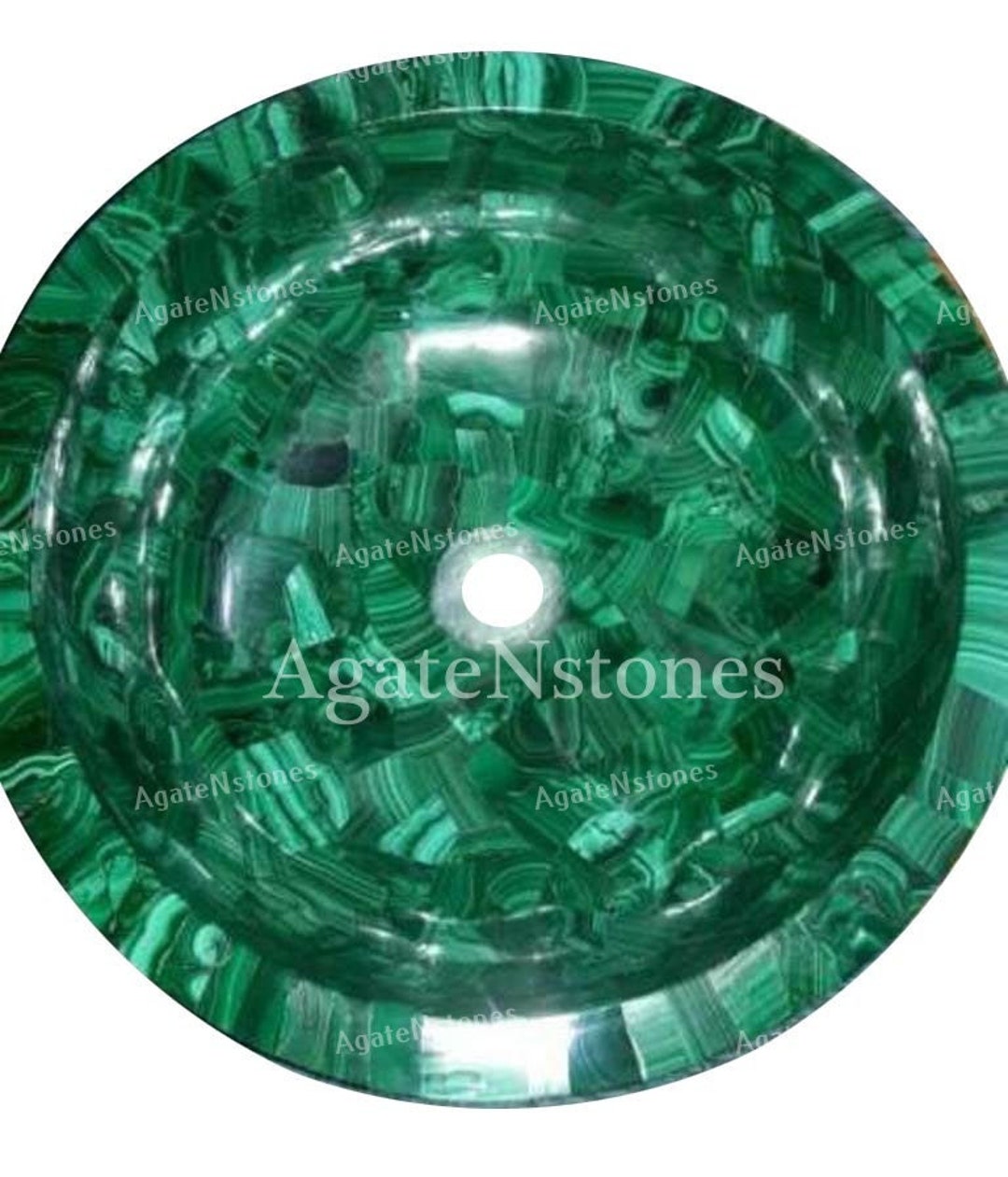 Handmade Malachite Stone Sink: Round Bathroom Counter Basin - Etsy