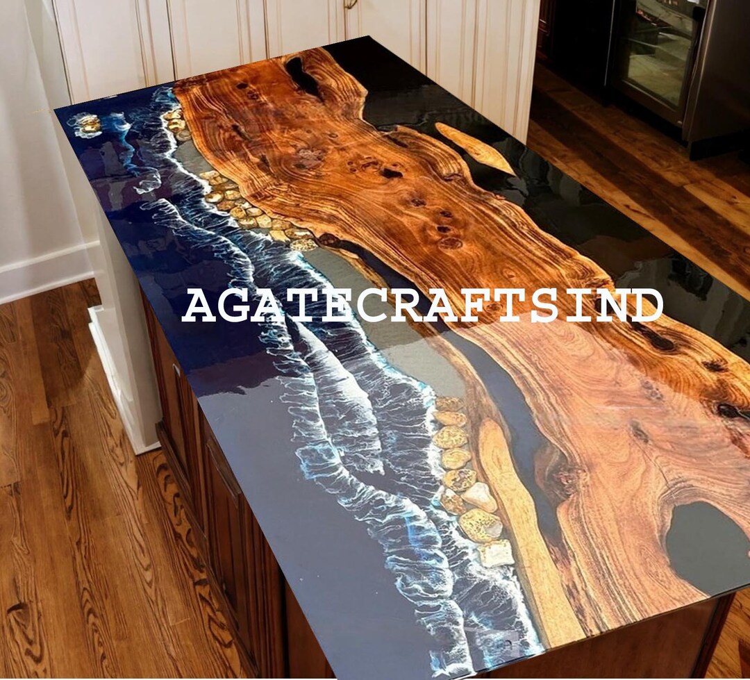 Ocean Wave Epoxy Table, Ocean Coffee Table, Dining Epoxy Table, Live ...