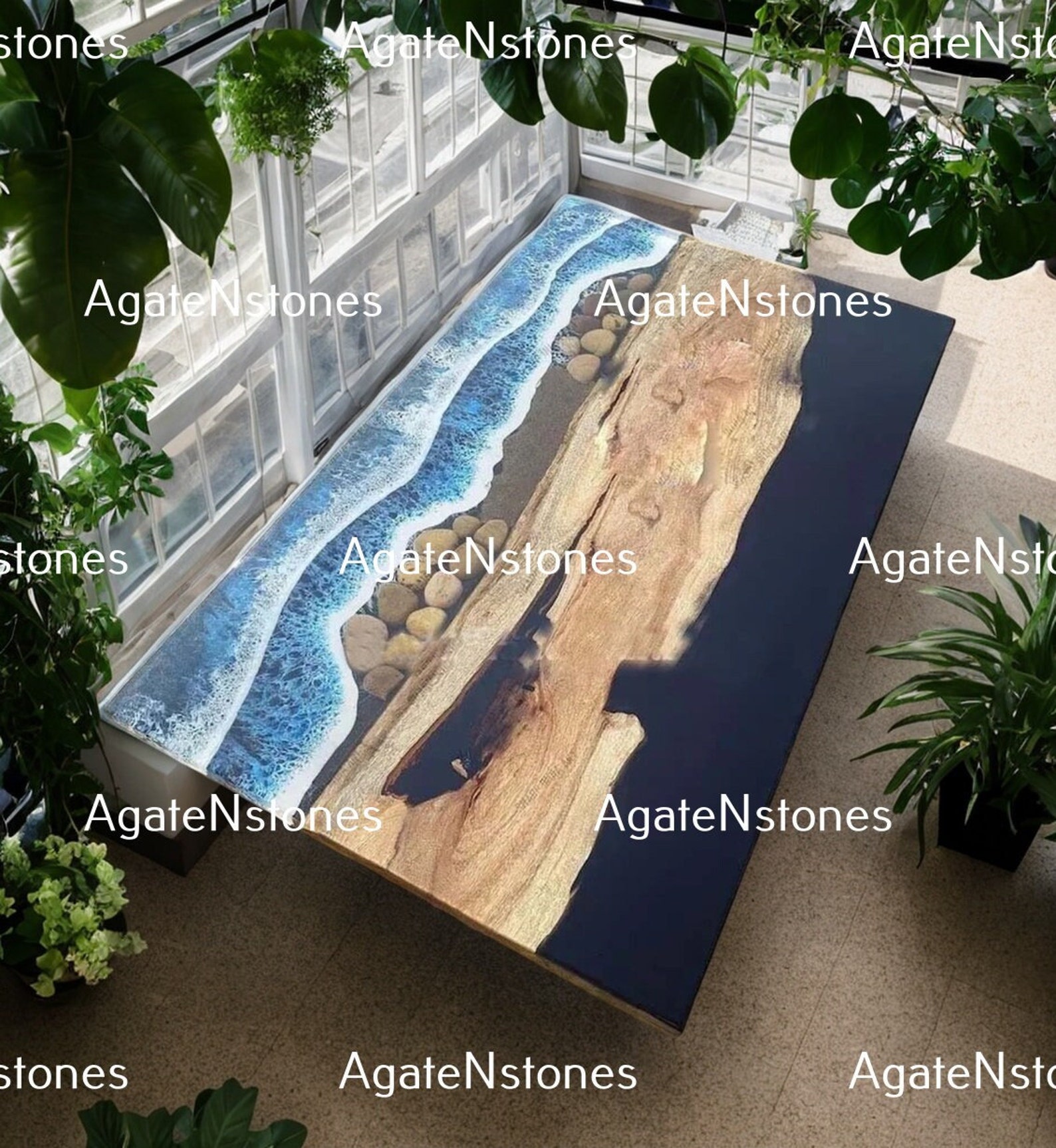 Epoxy Table Tops Ocean Dining Table Rectangle natural Wood - Etsy