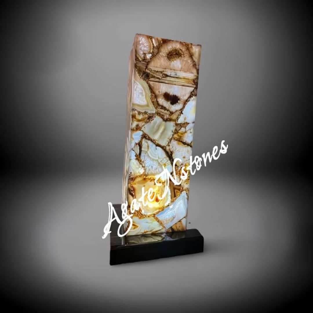 Handmade Tealight Table Lamp ,natural Crystal Lamp, Yellow Agate ...