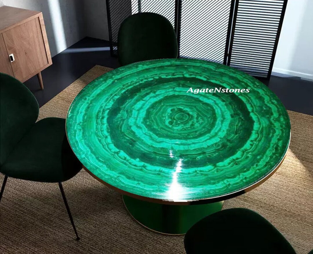Elegant Malachite Table Top Malachite Stone Inlay. Marble - Etsy Singapore