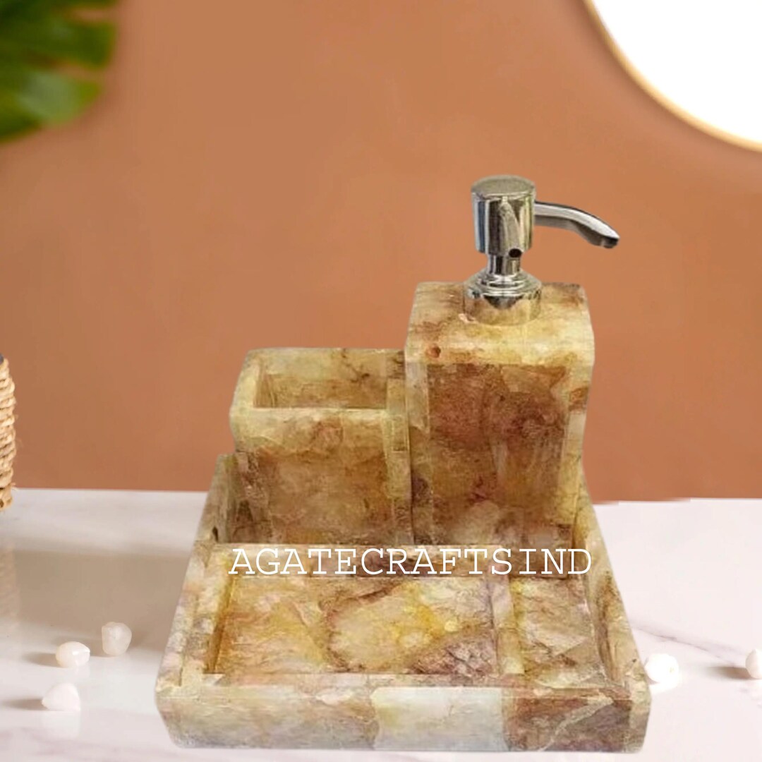 Luxury Natural Agate Bathroom Set | 4-piece Masterpiece With Soap ...