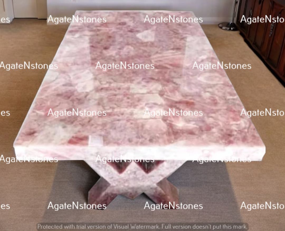 Rose Quartz Table, Pink Quartz Kitchen & Dining Table, Top, Can Be Use ...