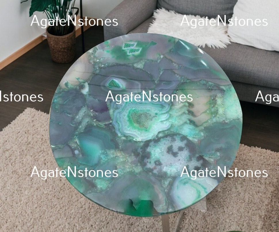 Green Agate Table, Agate Coffee Table, Dining Table, Agate Side Table, Agate Console Table ...