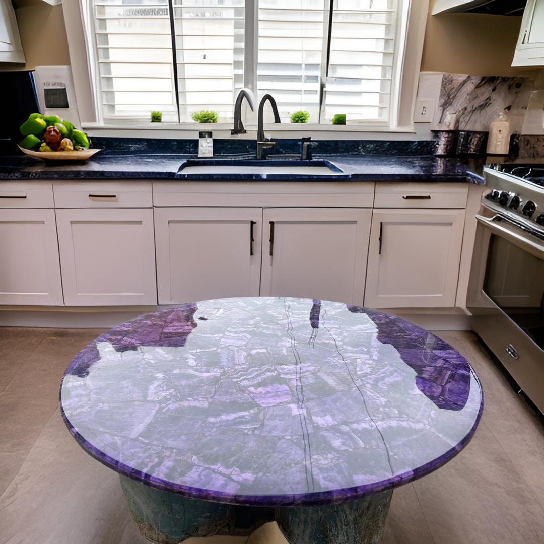 Handmade Purple Amethyst Agate Table Top: Elegant Centerpiece - Etsy