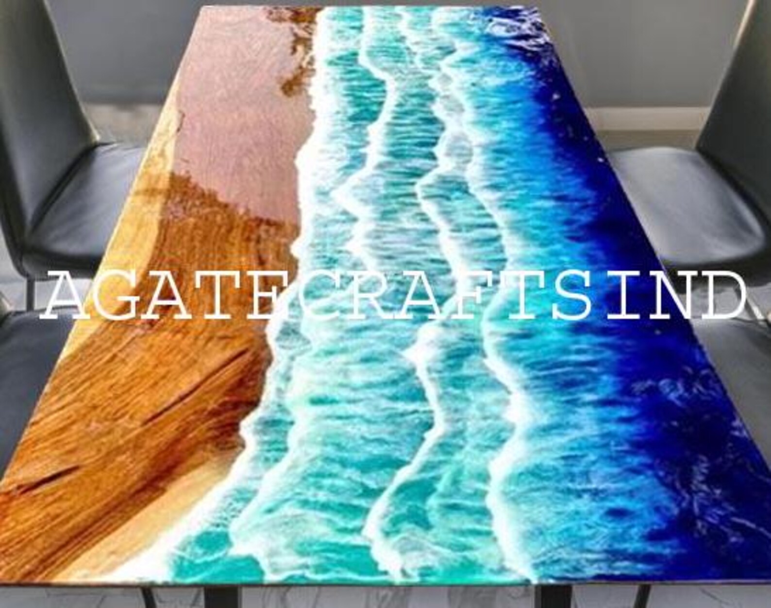 Ocean Wave Epoxy Table, Epoxy Resin Table, Epoxy Wooden River Table Top ...