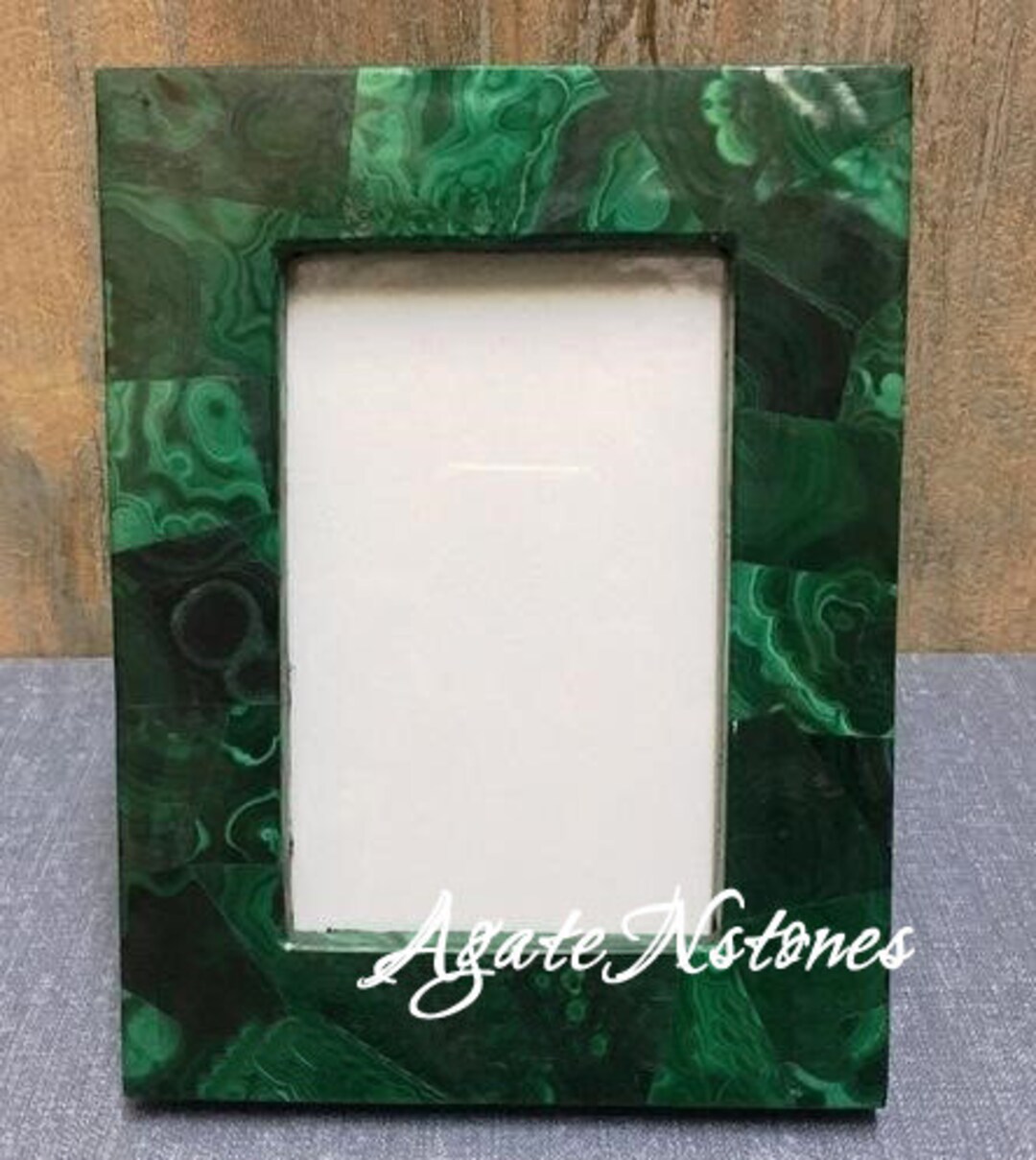 Beautiful Malachite Gemstone White Marble Inlay Collectible Photo Frame ...