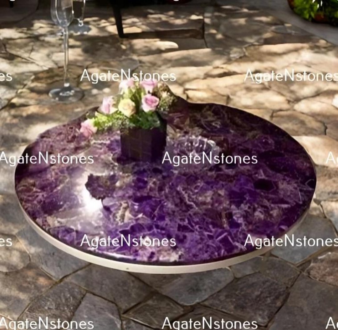 Handmade Amethyst Agate Dining Table: Luxury Round Art Furniture - Etsy