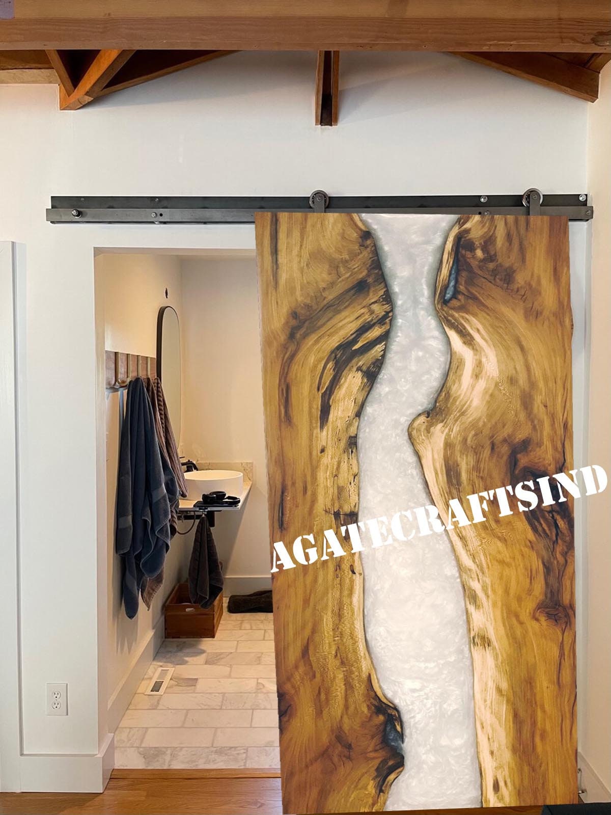 Barn Door ,white Epoxy Sliding Barn Door ,epoxy Barn Door ,live Edge ...