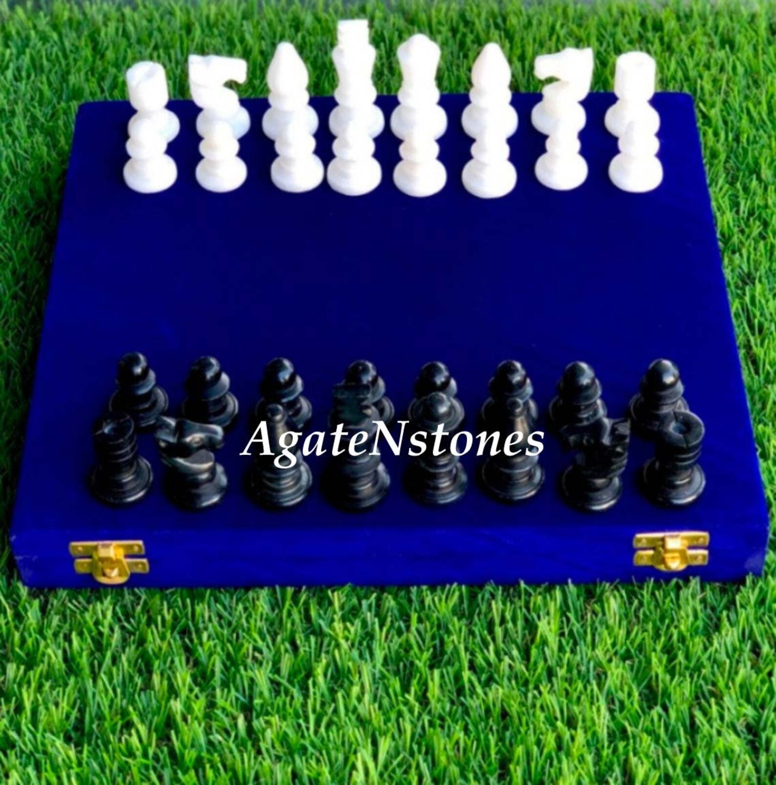Stone Chess Set With Lapis Lazuli Marble Chess Board Living - Etsy