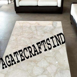 White Quartz Crystal Table Crystal Healing Countertop Desk Modern ...