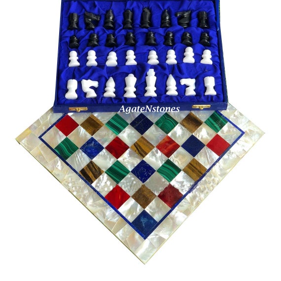 Elegant Chess Board Modern Pietradura Mop Multi Color Chess - Etsy