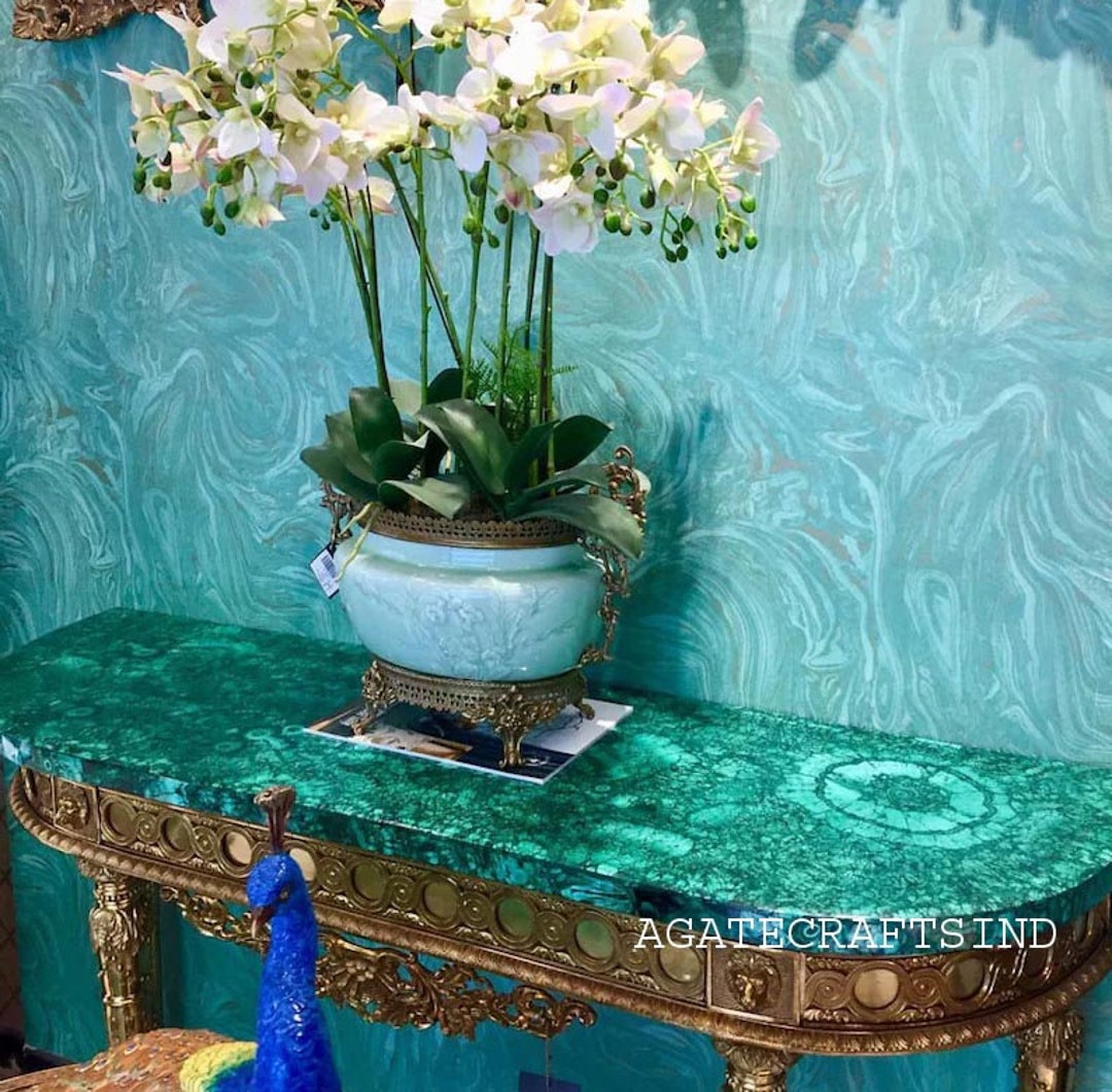 Malachite Console Table, Stone Coffee Table, Malachite Table Top ...