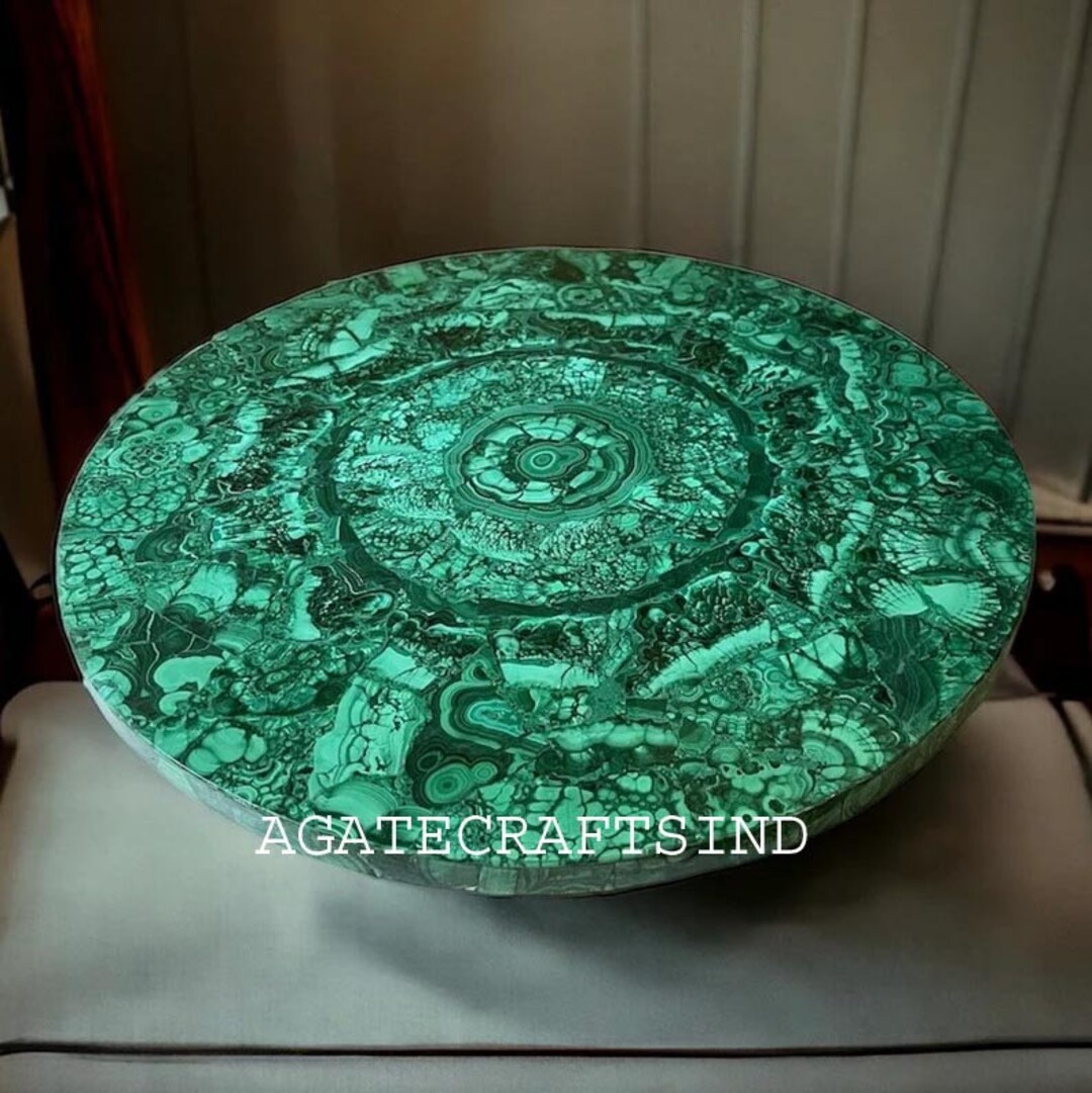 Elegant Malachite Table Top | Green Marble Coffee, Side Table | Luxury ...