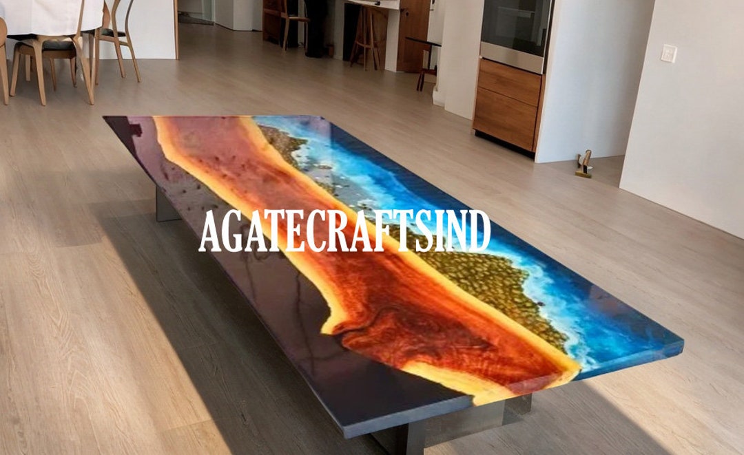 Luxury Epoxy Resin River Dining Table – Handcrafted Live Edge Wood ...