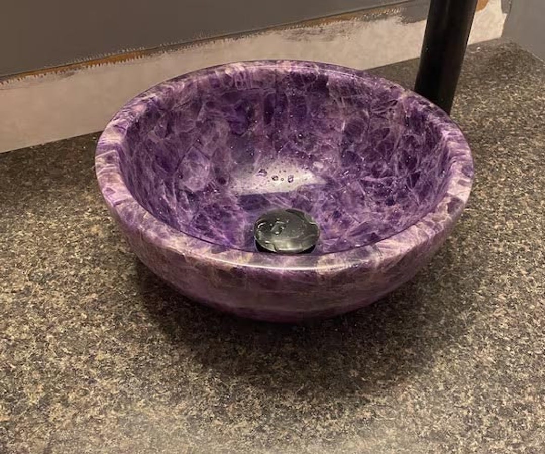 Purple Amethyst Stone Sink | Round Wash Basin – Natural Amethyst ...