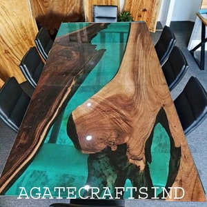Transparent Teal Epoxy Table, River Table, Dining Table, Coffee Table ...