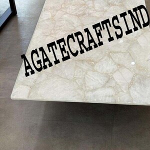 White Quartz Crystal Table Crystal Healing Countertop Desk Modern ...