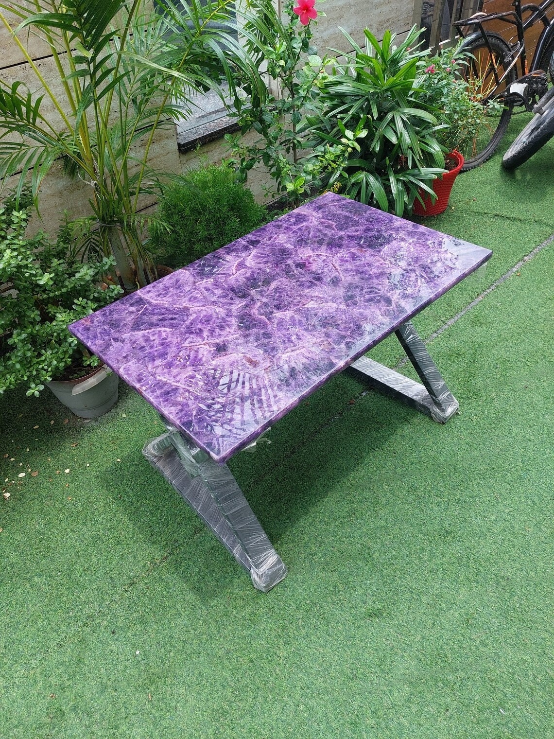 Amethyst Coffee Table Top Purple Amethyst Stone Handmade Art - Etsy
