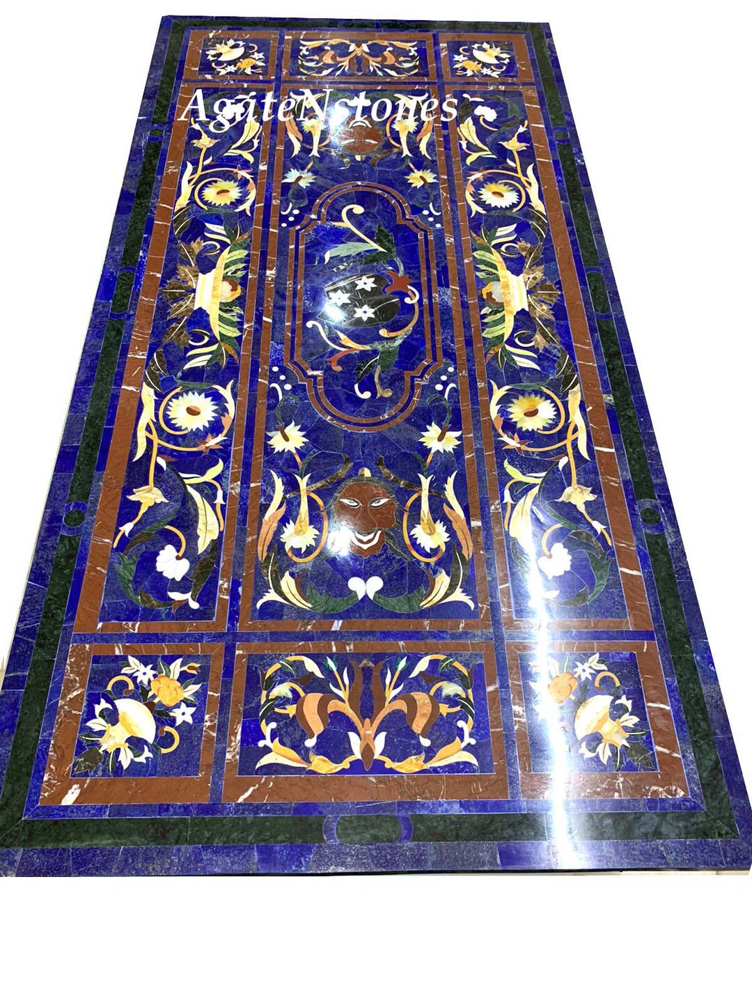 Marble Dining Table Lapis Lazuli Inlay Dragon Art Multi Stone Work ...