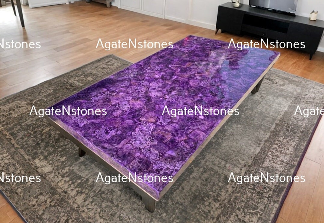 Handmade Amethyst Agate Dining Table Top: Purple Gemstone Kitchen ...