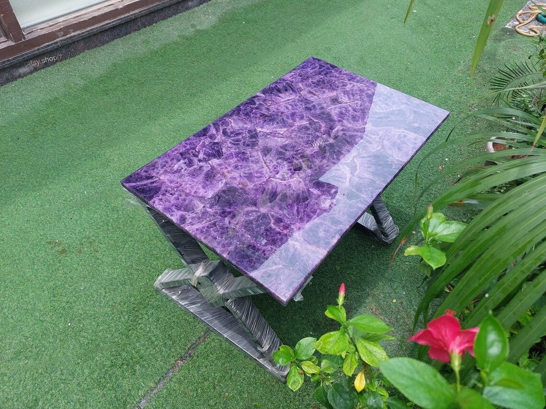 Amethyst Coffee Table Top Purple Amethyst Stone Handmade Art - Etsy