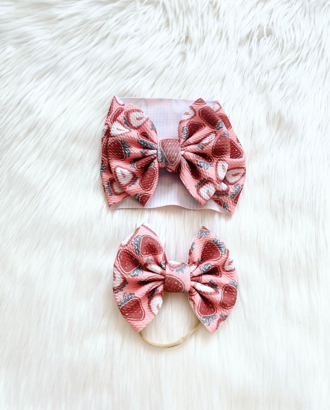 Strawberry Baby Bow Summer Baby Bow Bow on Nylon Bow | Etsy