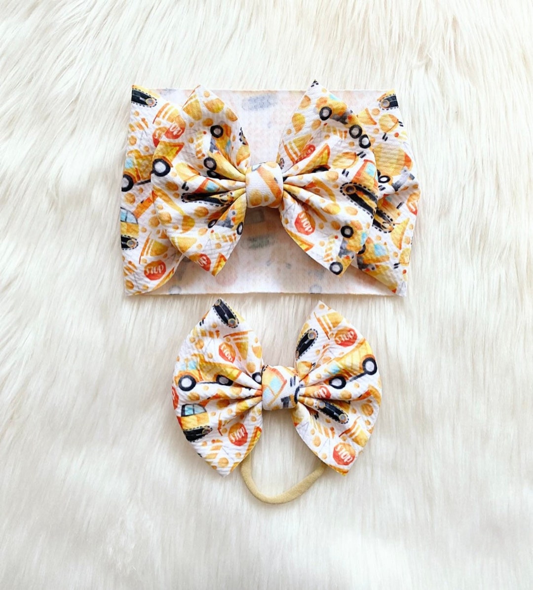 Construction Baby Bow: Nylon, Headwrap, Clip or Pigtail Set Hair Bow - Etsy