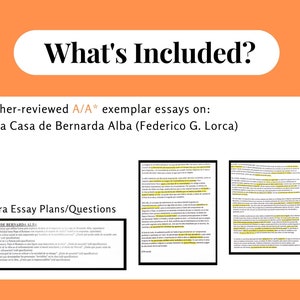 A-level AQA Spanish: La Casa De Bernarda Alba A/A Exemplar Essays - Etsy