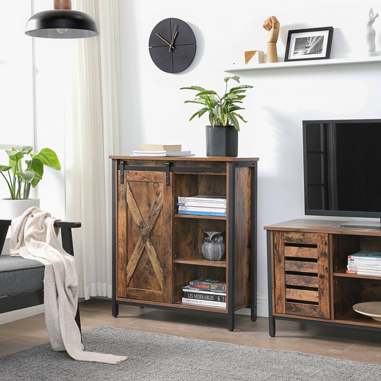 Floor Storage Cabinet with Doors Free Standing Cupboard with | Etsy