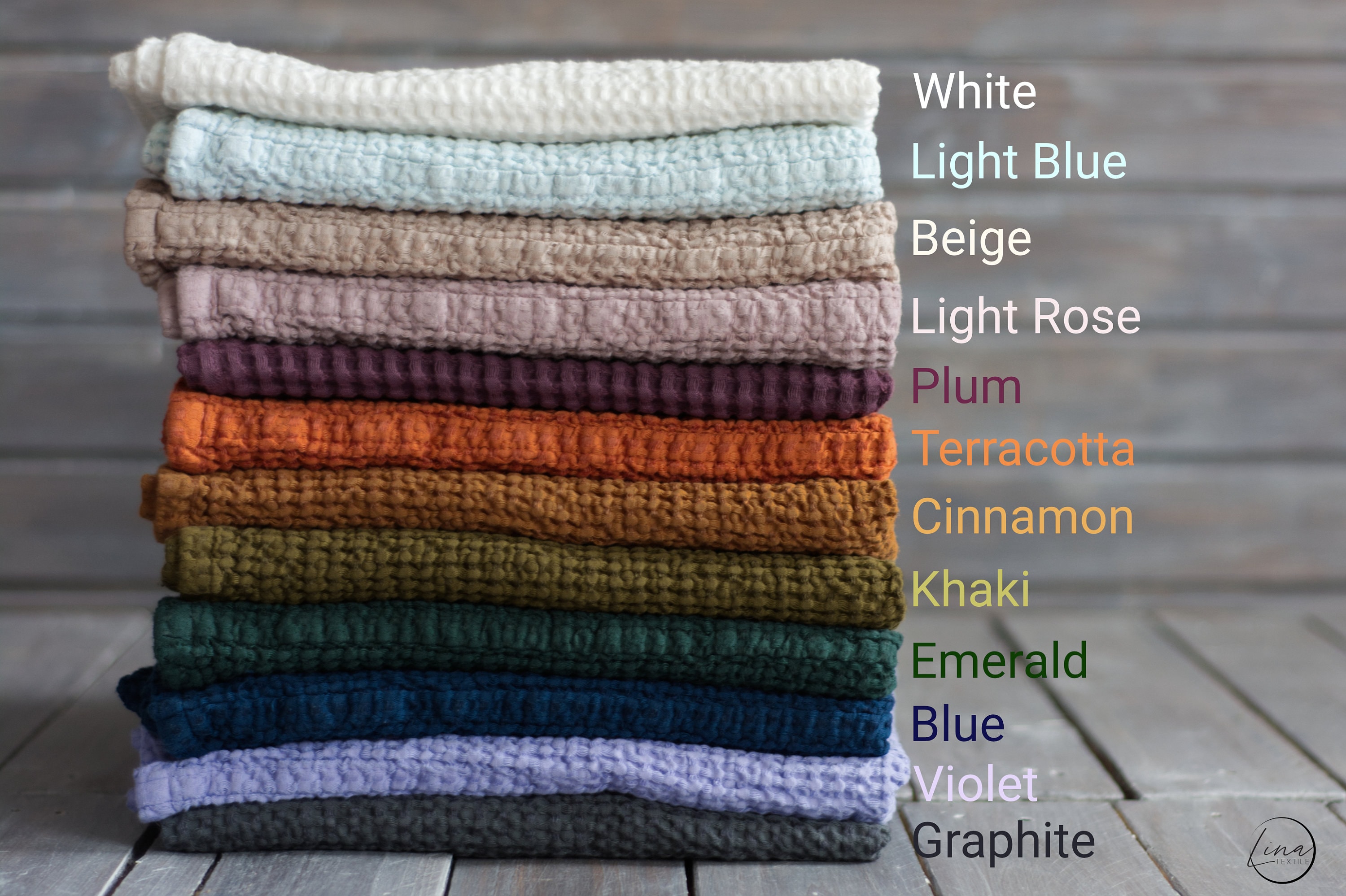 Waffle Linen Blanket in Blue Linen Throw Blanket Bedspread - Etsy