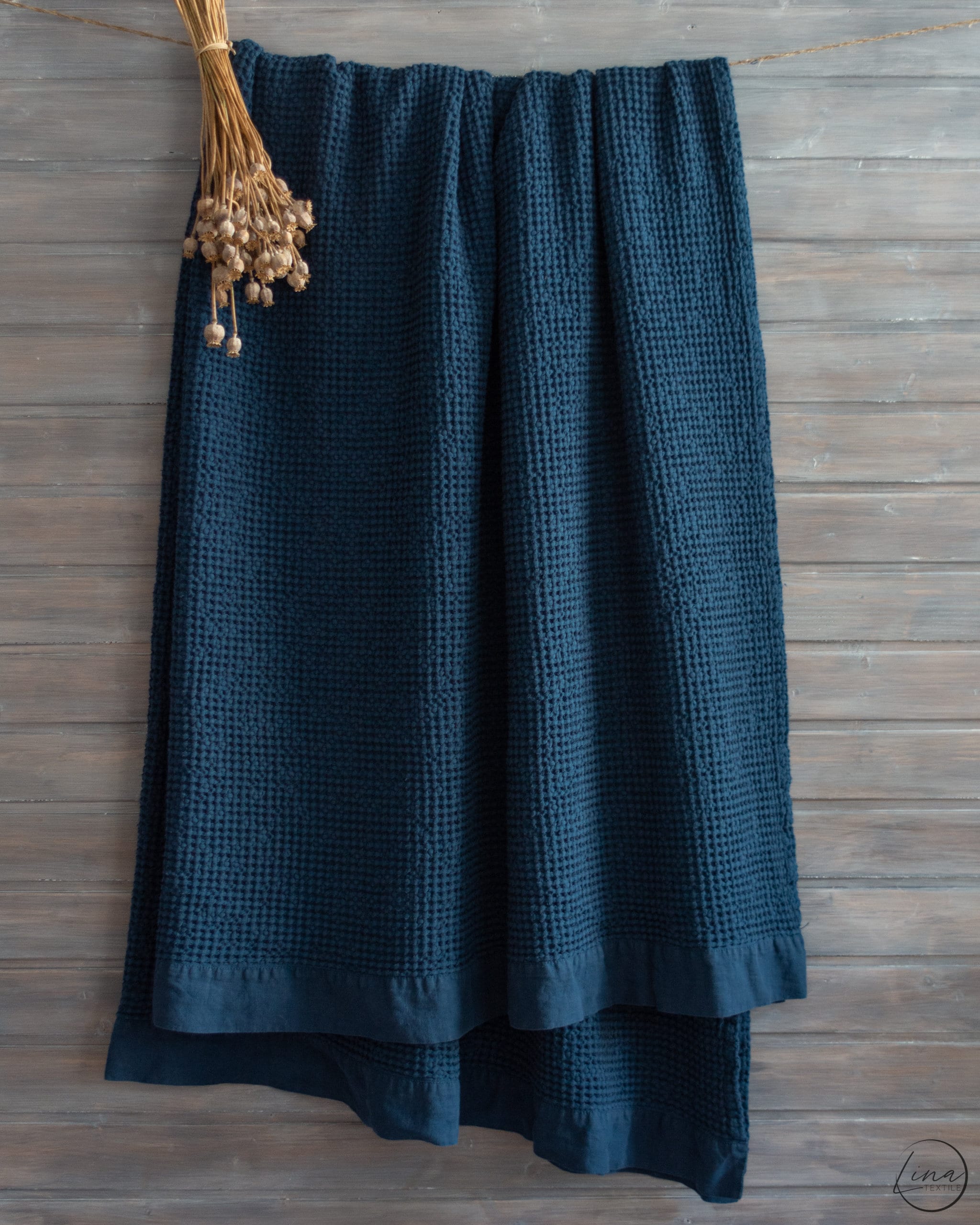 Waffle Linen Blanket in Blue Linen Throw Blanket Bedspread - Etsy
