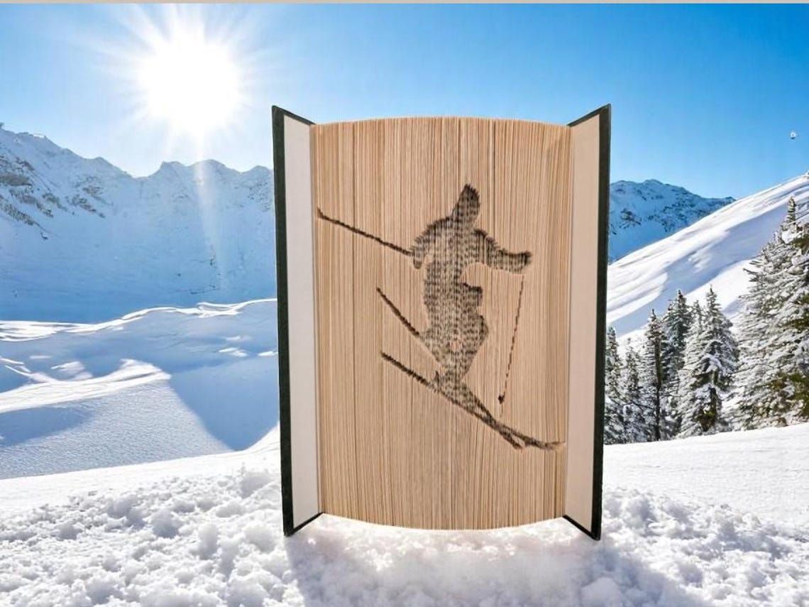 Skier Book Folding Pattern: Winter Mountain Origami (digital Download ...