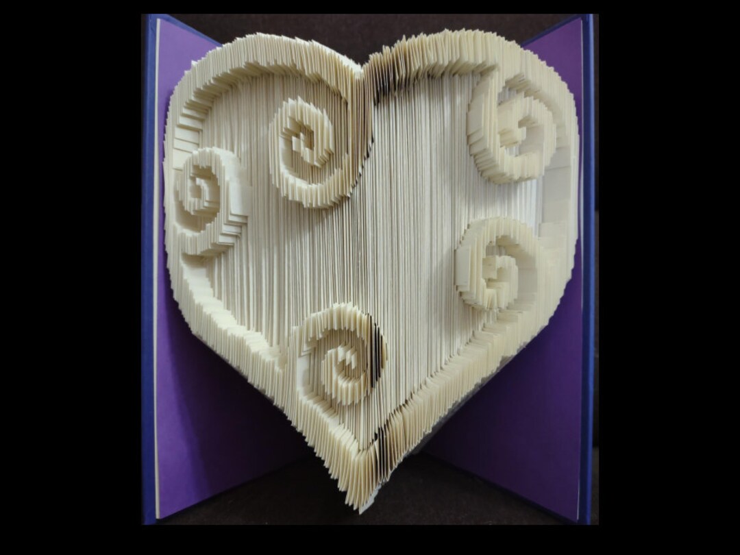 Swirly Heart Book Folding Pattern: Combi Cut & Fold (PDF Download) - Etsy