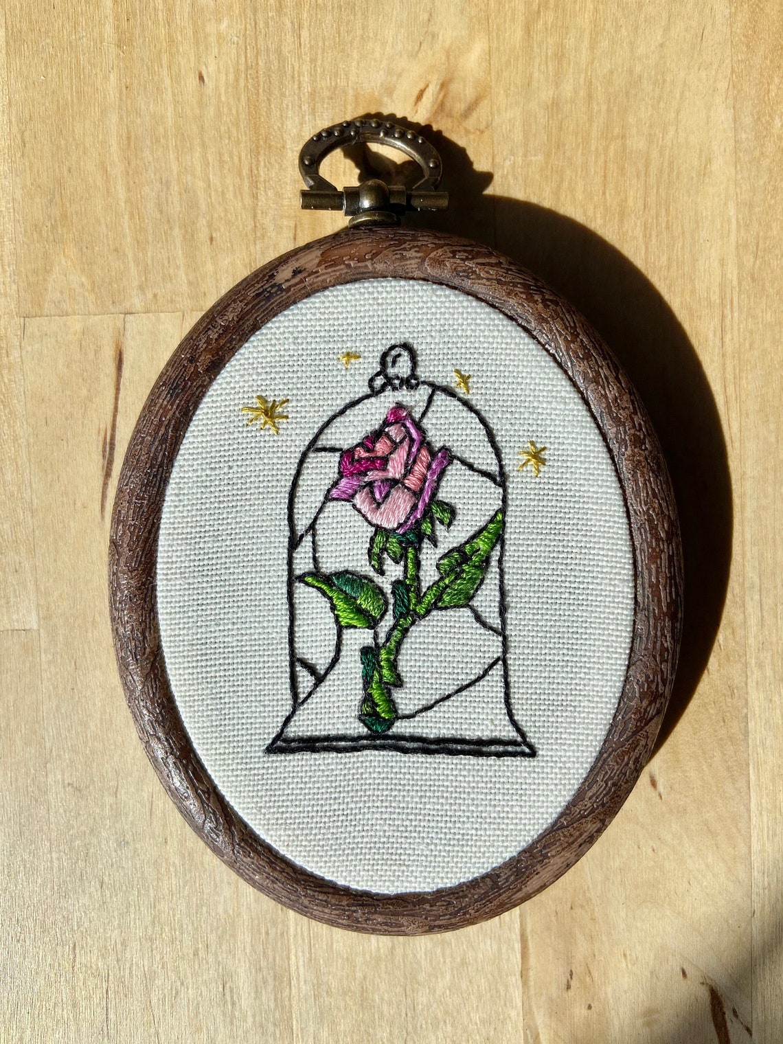 Enchanted Rose Handmade Embroidery Beauty and the - Etsy