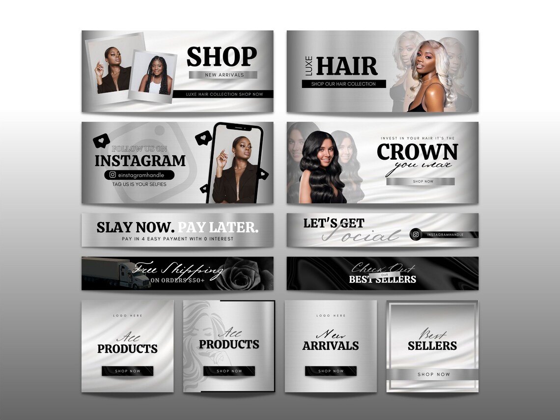 Website Banner Kit Template - Luxury DIY Web Design for Shopify Wix ...
