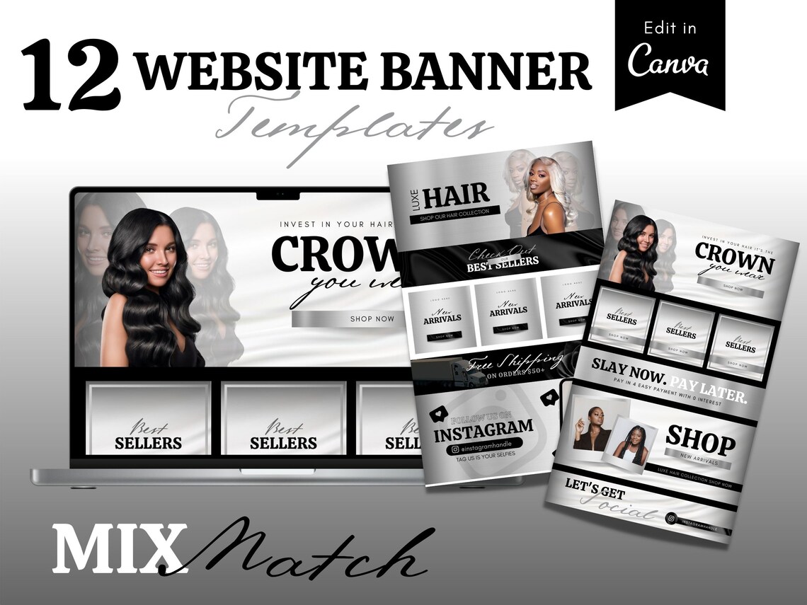 Website Banner Kit Template - Luxury DIY Web Design for Shopify Wix ...