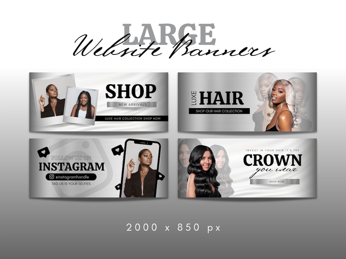 Website Banner Kit Template Luxury DIY Web Design for Shopify Wix Hair ...